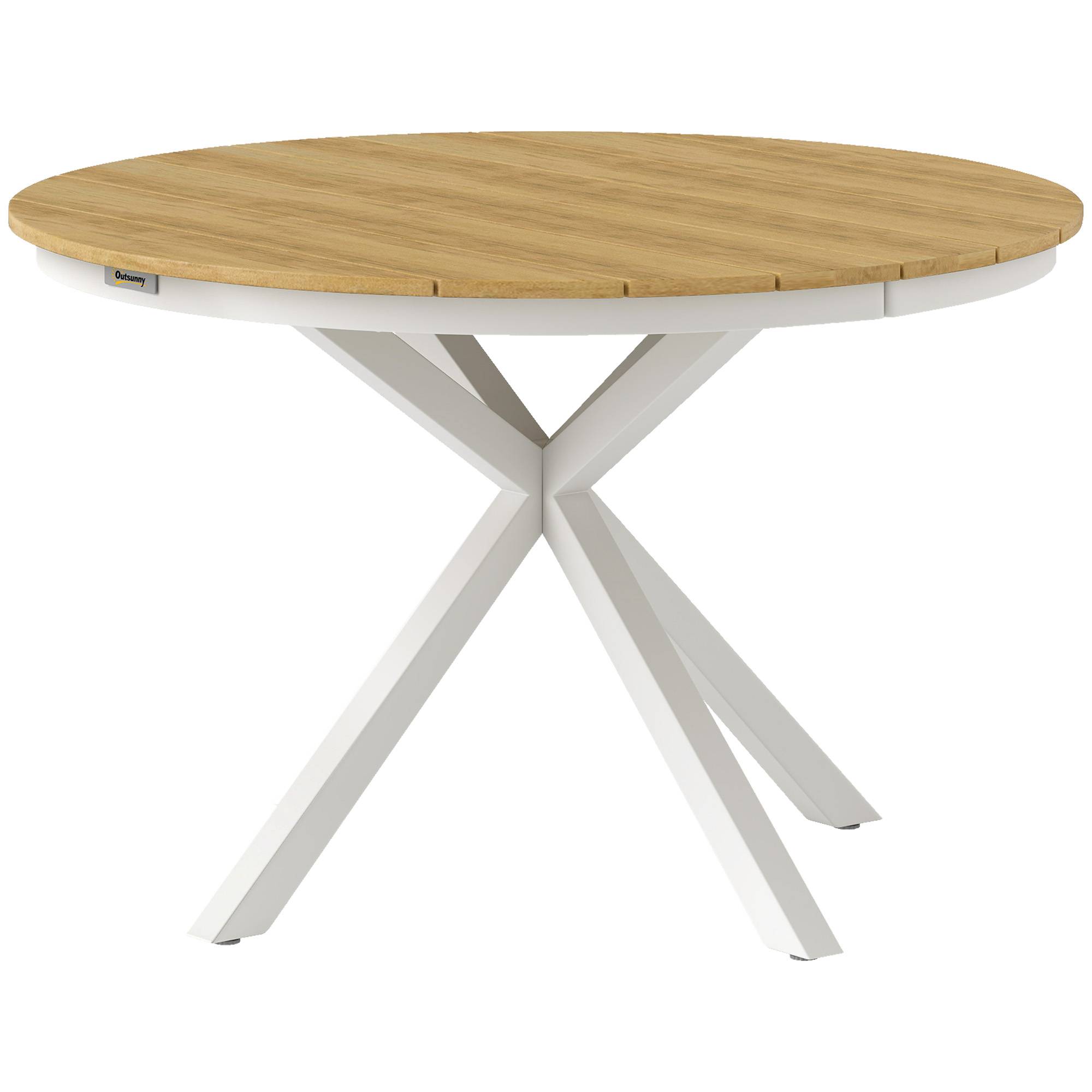 Table ronde extérieure aluminium et composite teck 118 x 118 x 74 cm ...