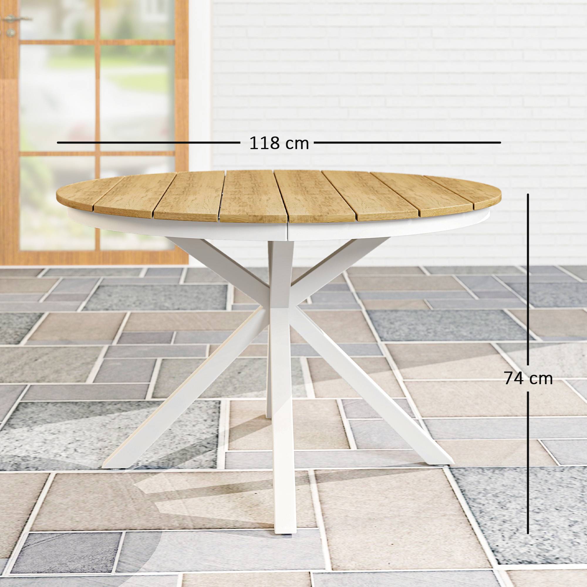 Table ronde extérieure aluminium et composite teck 118 x 118 x 74 cm ...