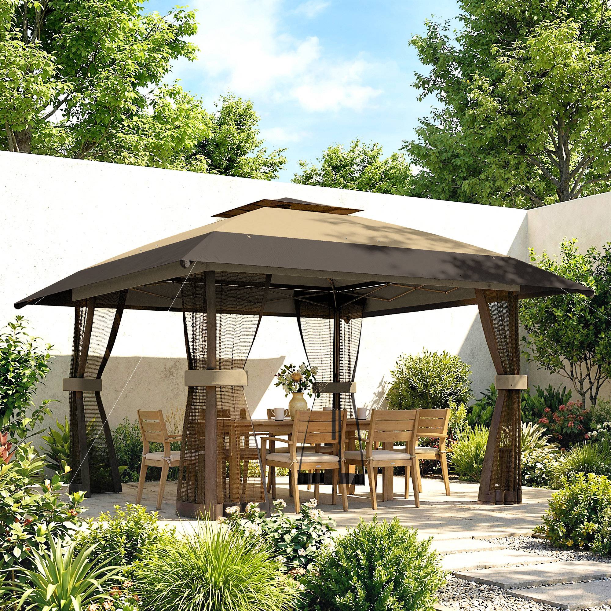 Tonnelle de Jardin Métal Polyester Réceptions 4 Moustiquaires Double ...