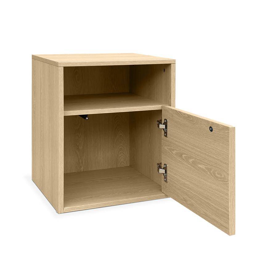 Lot de 2 tables de chevet scandinaves 1 porte finition chêne SASKIA ...