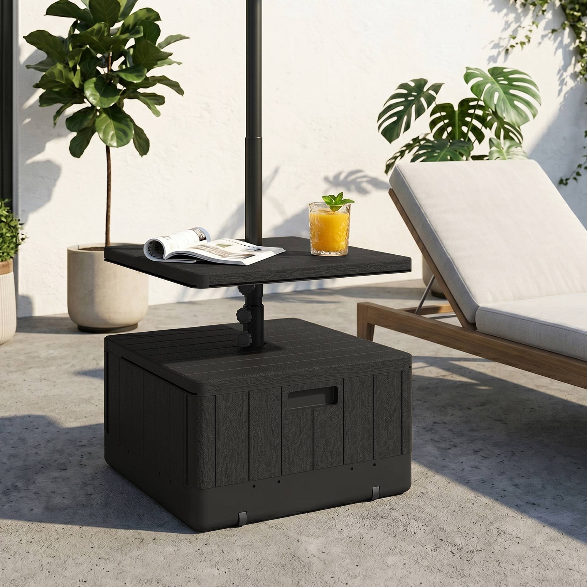 Pied de Parasol avec Table Plastique Extérieur Support Lestable 53 cm ...