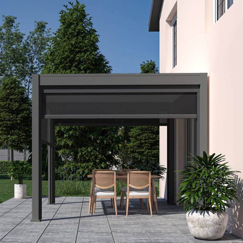 Pergola autoportante 3 x 3 m à lames orientables - aluminium anthracite ...