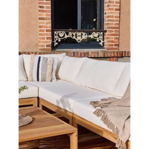 Salon de jardin d'angle modulable - Bois d'acacia - 5 personnes ...