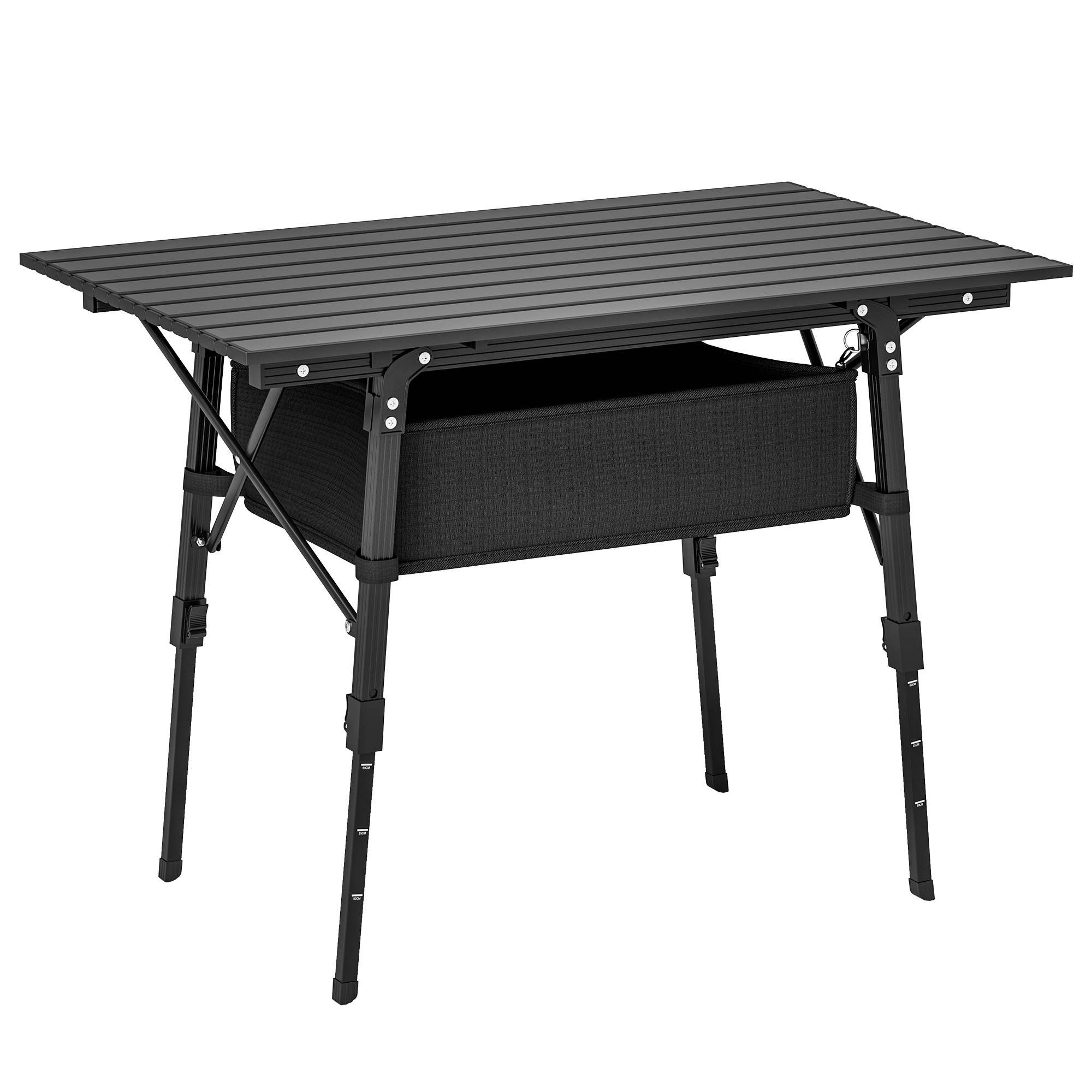 Table de camping aluminium noir 90 x 55 x 66 cm - PANGIVO - Jardiland