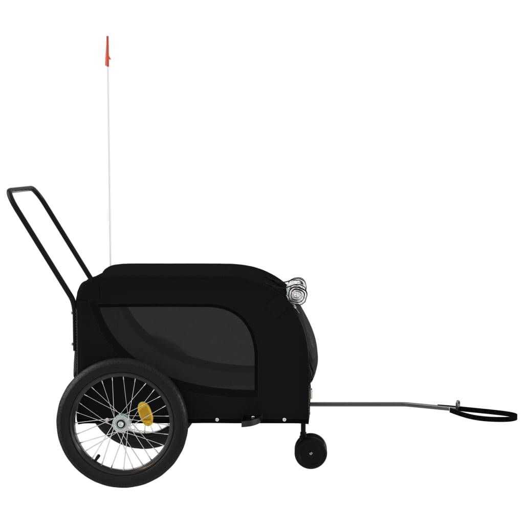 Remorque de vélo pour animaux fer et tissu noir 134 x 68 x 74 cm ...