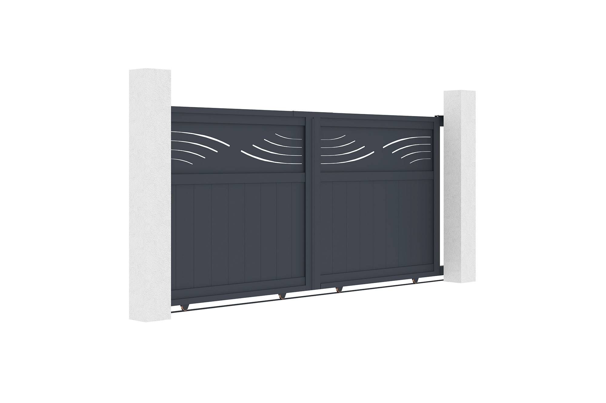 Portail coulissant 3 m HALTI H.140 cm + Portillon 1m HALTI H.140 cm ...