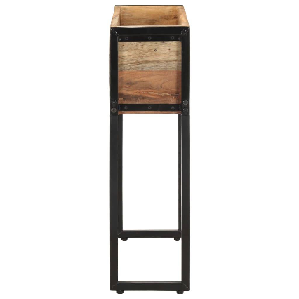 Jardinière bois de récupération et acier noir 60 x 20 x 68 cm - PANGIVO ...