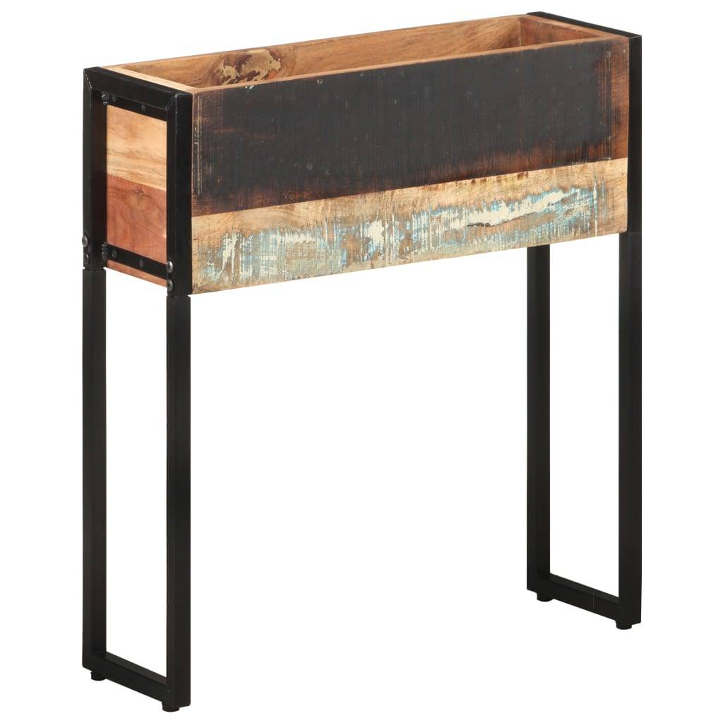 Jardinière bois de récupération et acier noir 60 x 20 x 68 cm - PANGIVO ...