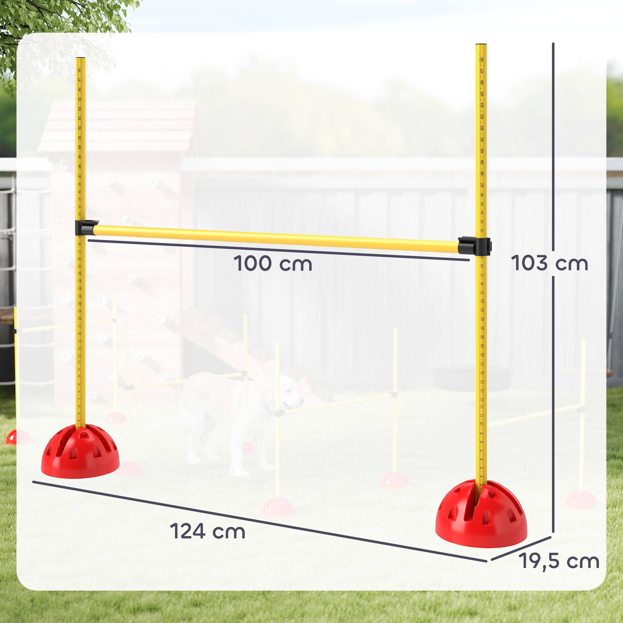 Kit d'agilité pour chien ABS jaune et oranges 124 x 19.5 x 103 cm ...