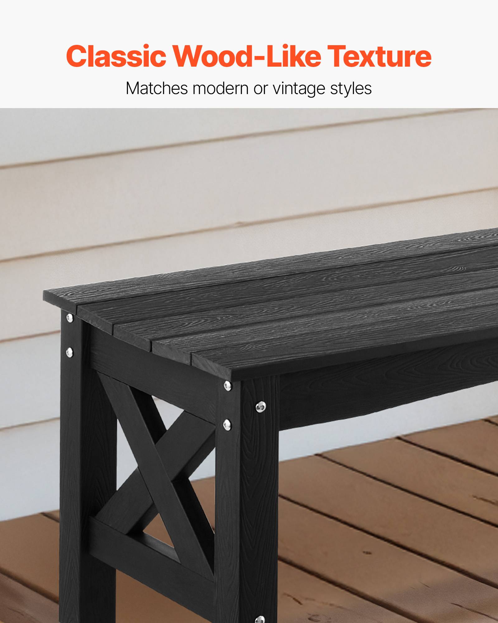 VEVOR Banc de jardin en plastique 113 cm capacité de charge de 272 kg ...