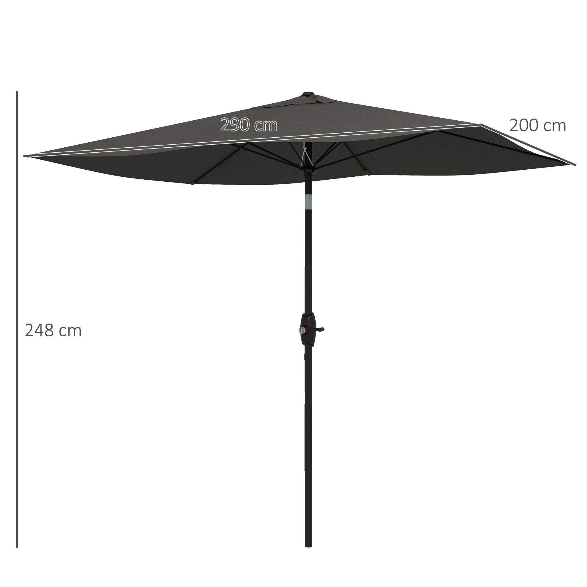 Parasol rectangulaire aluminium terrasse inclinable manivelle anti-UV ...