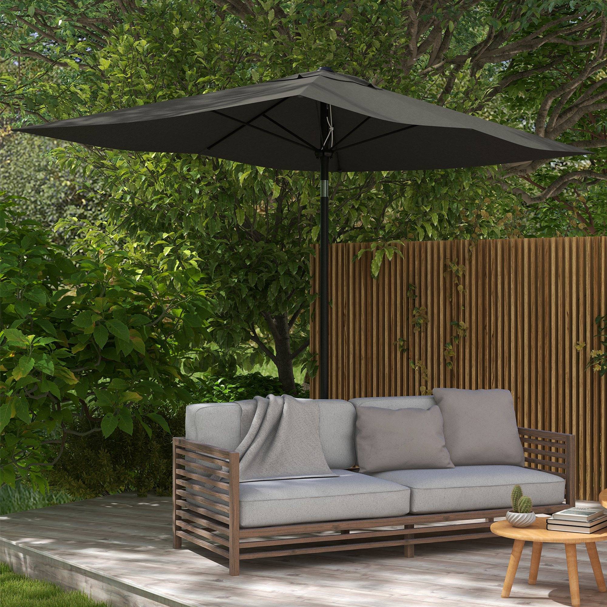 Parasol rectangulaire aluminium terrasse inclinable manivelle anti-UV ...
