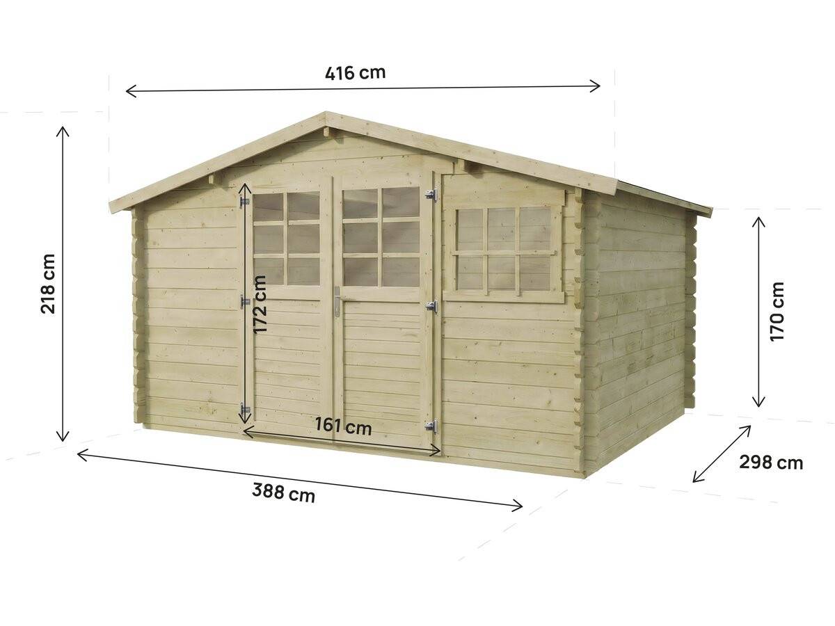 Abri De Jardin En Bois Traité Autoclave "belmont" - 12.53 M² - 34 Mm ...