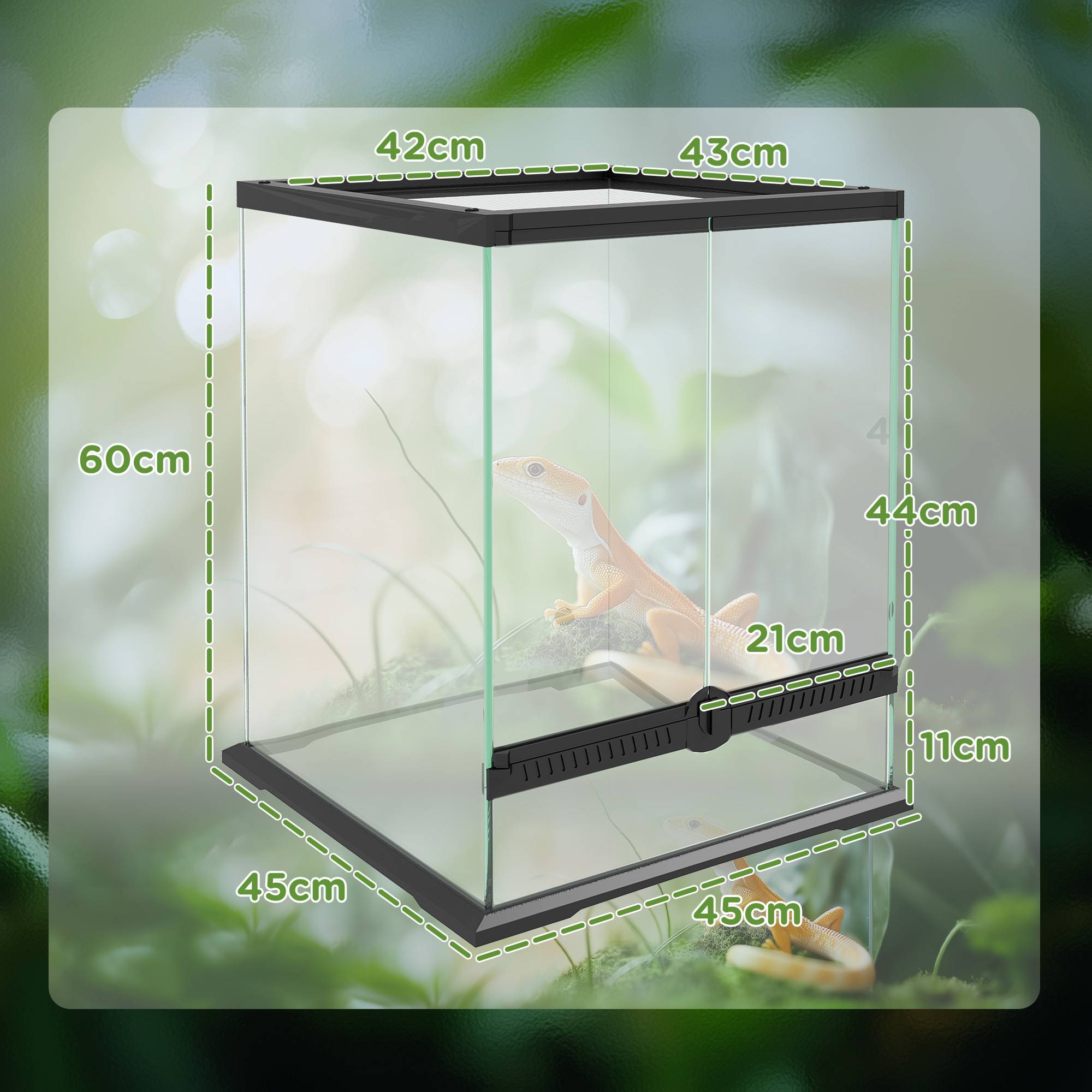 Terrarium en verre noir 45 x 45 x 60 cm - PANGIVO - Jardiland