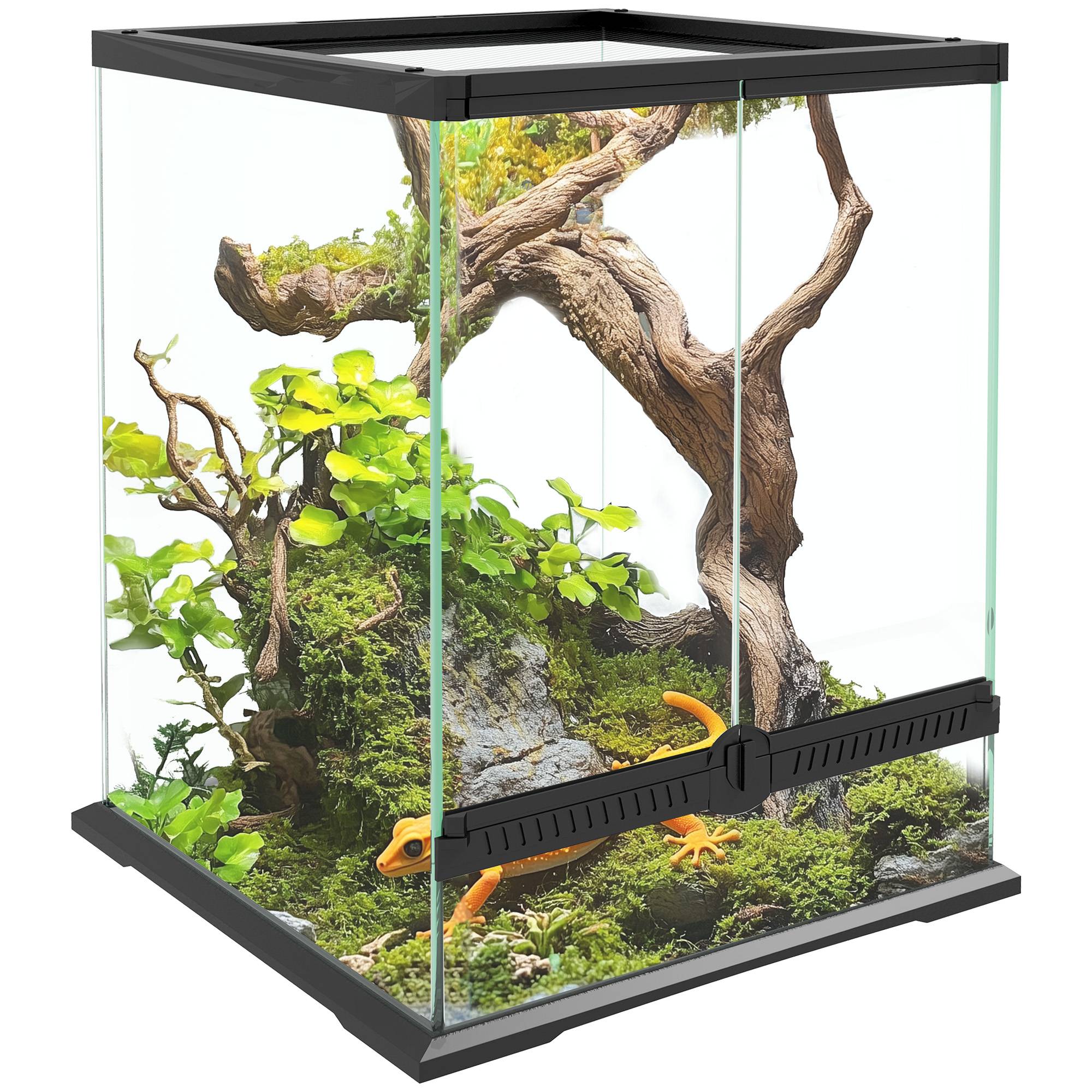 Terrarium en verre noir 45 x 45 x 60 cm - PANGIVO - Jardiland