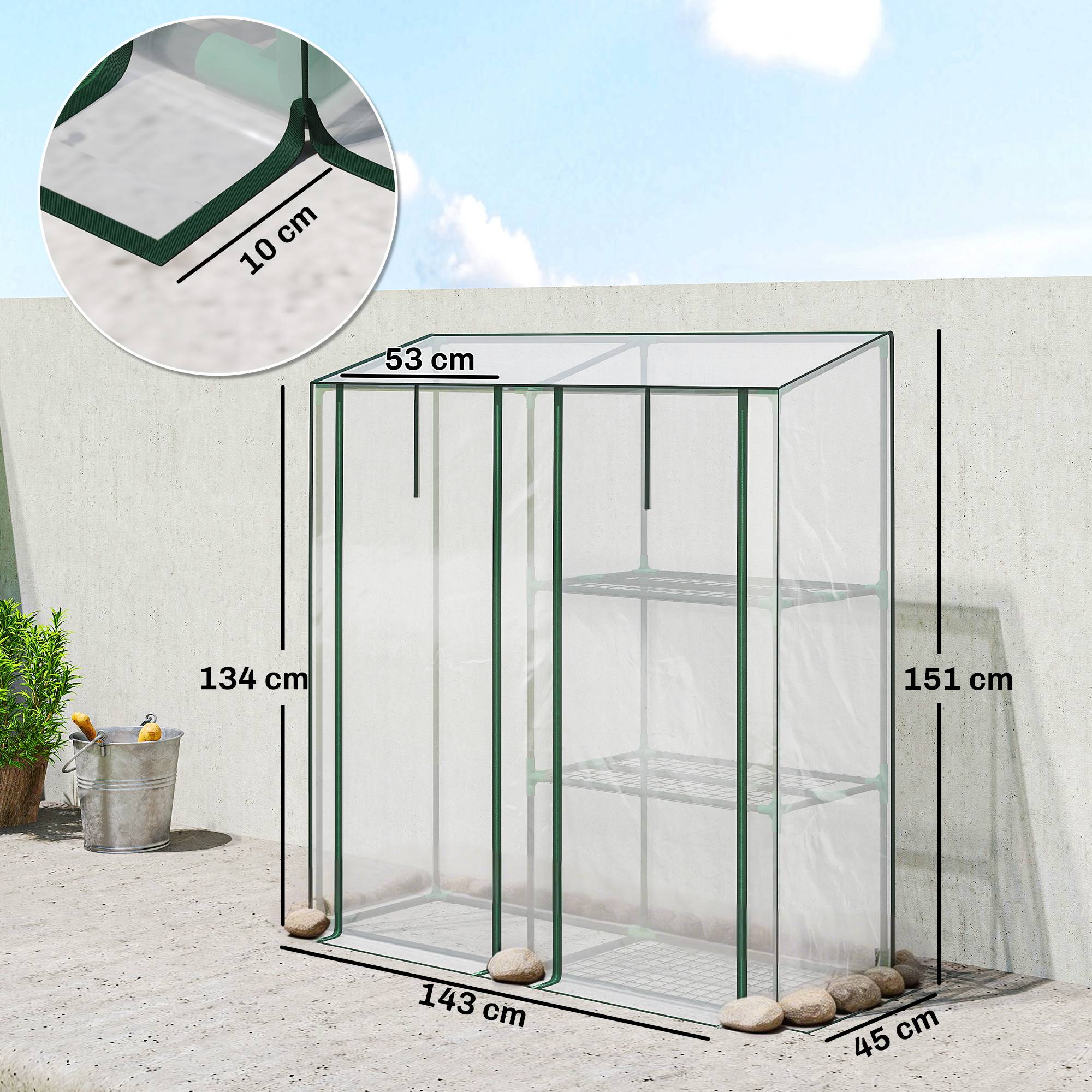 Serre de Jardin avec étagères 3 niveaux, Petite Serre en Bâche PVC et ...