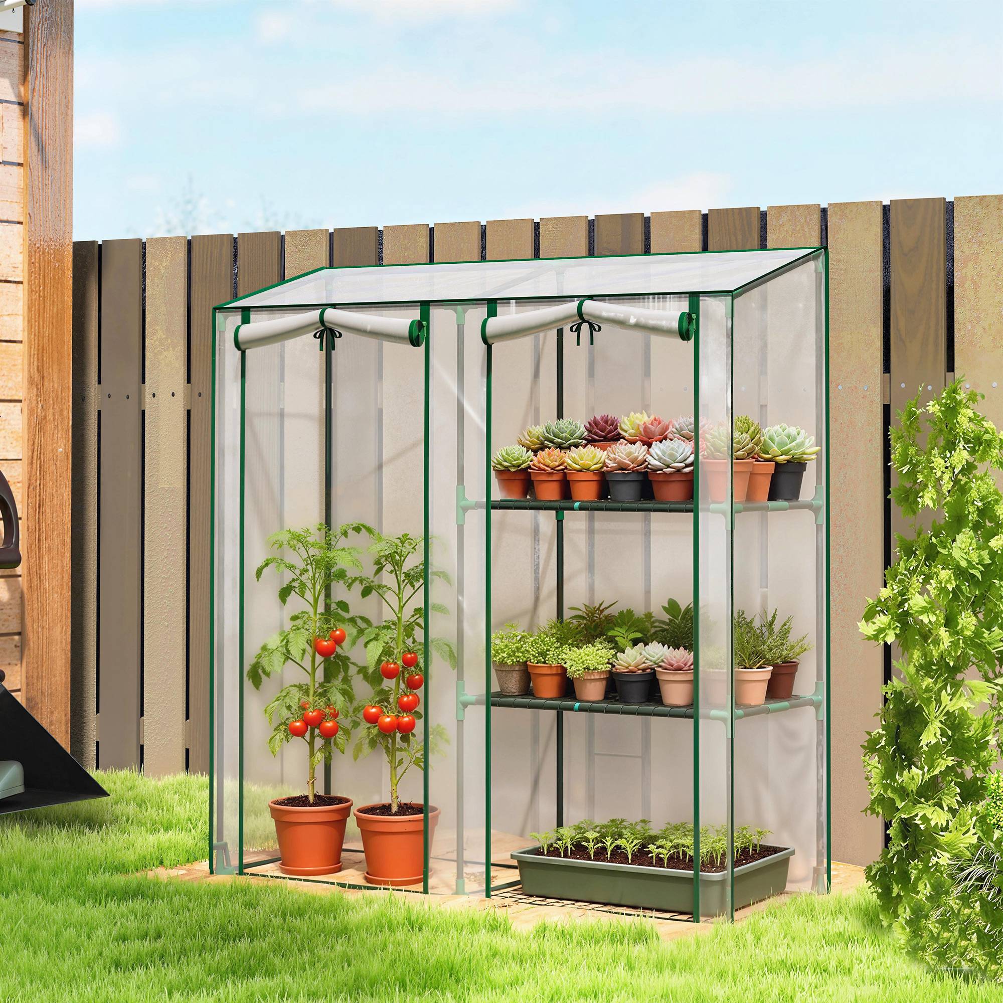 Serre de Jardin avec étagères 3 niveaux, Petite Serre en Bâche PVC et ...