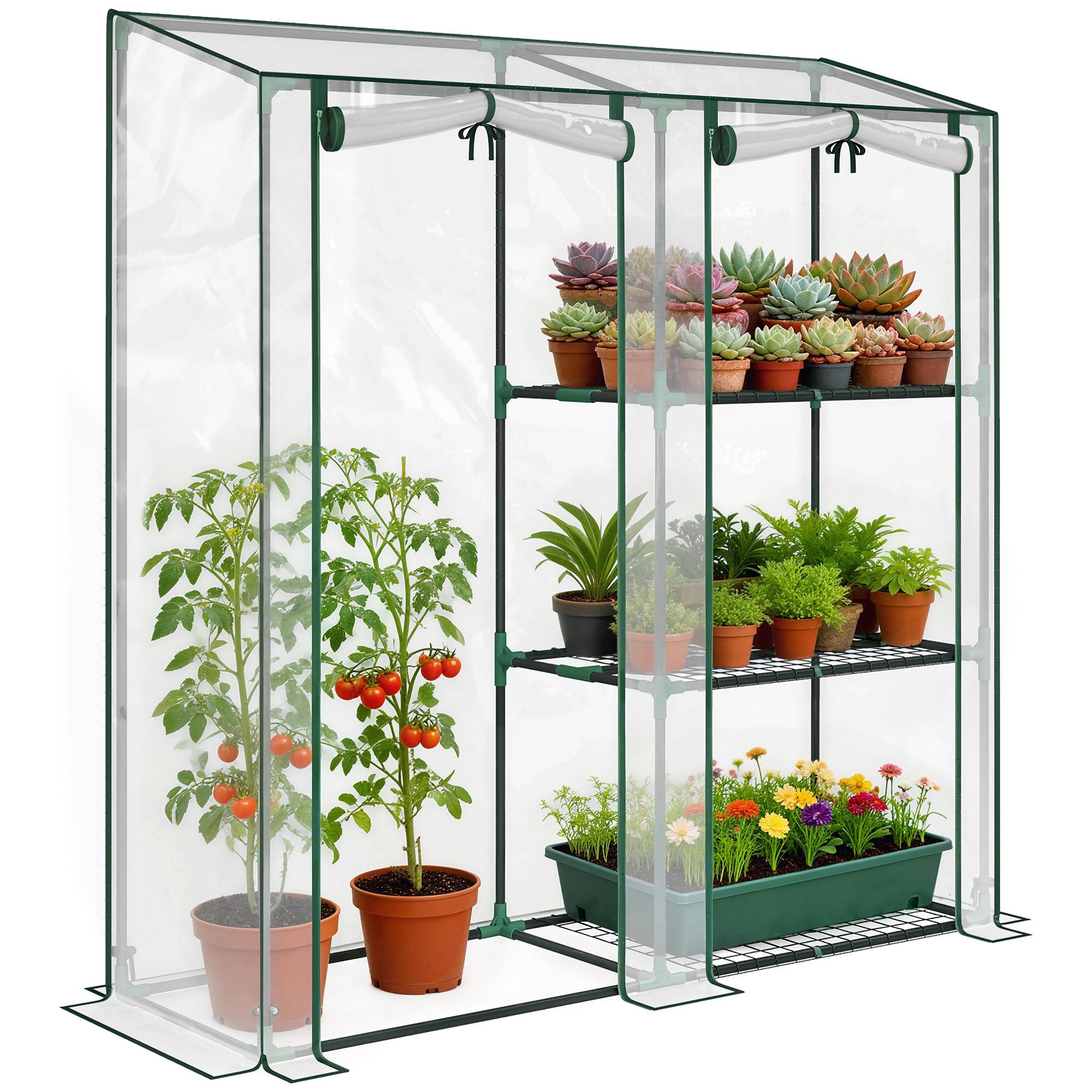 Serre de Jardin avec étagères 3 niveaux, Petite Serre en Bâche PVC et ...