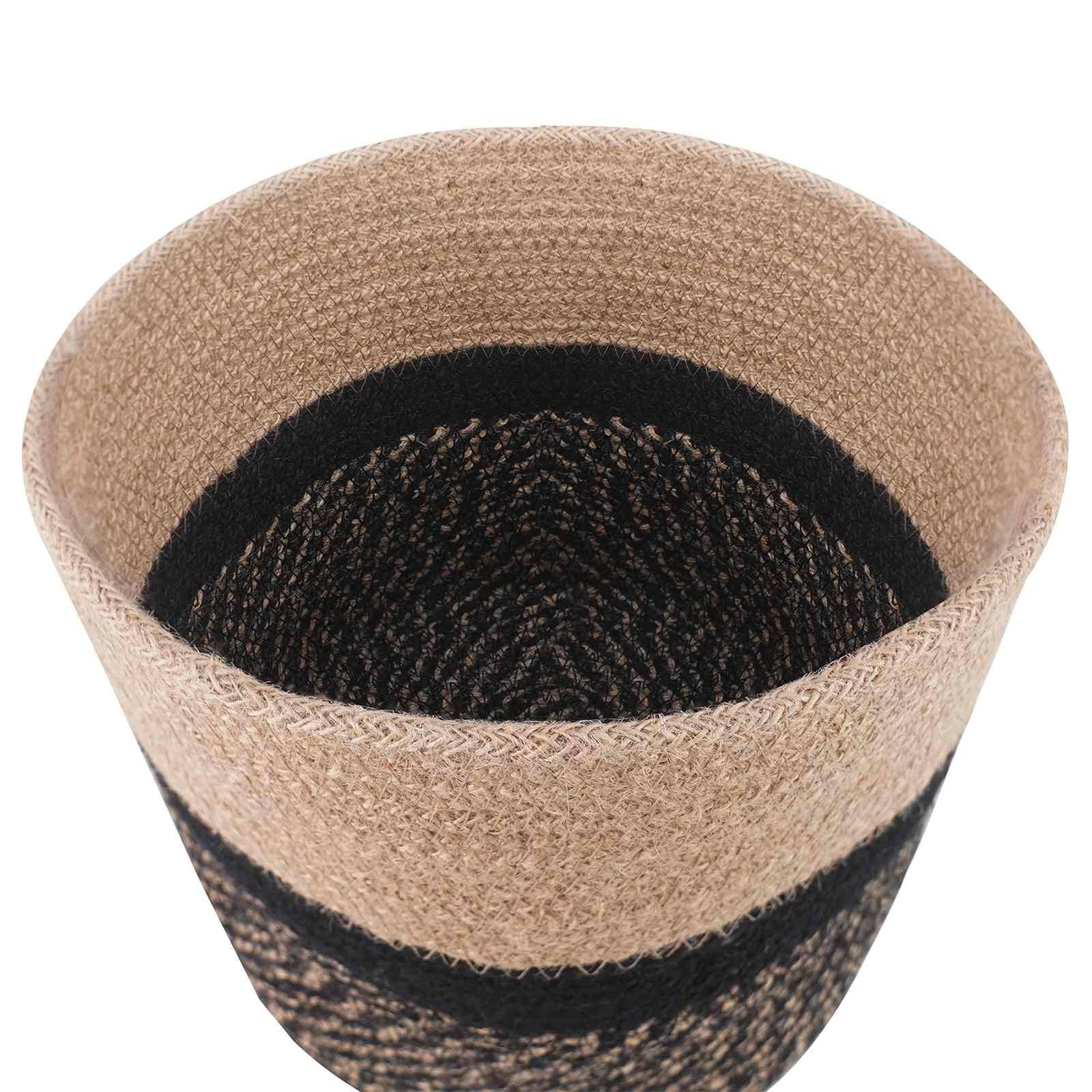 Ensemble de 2 pots à plantes jute naturel et noir 21 x 21 x 21 cm ...