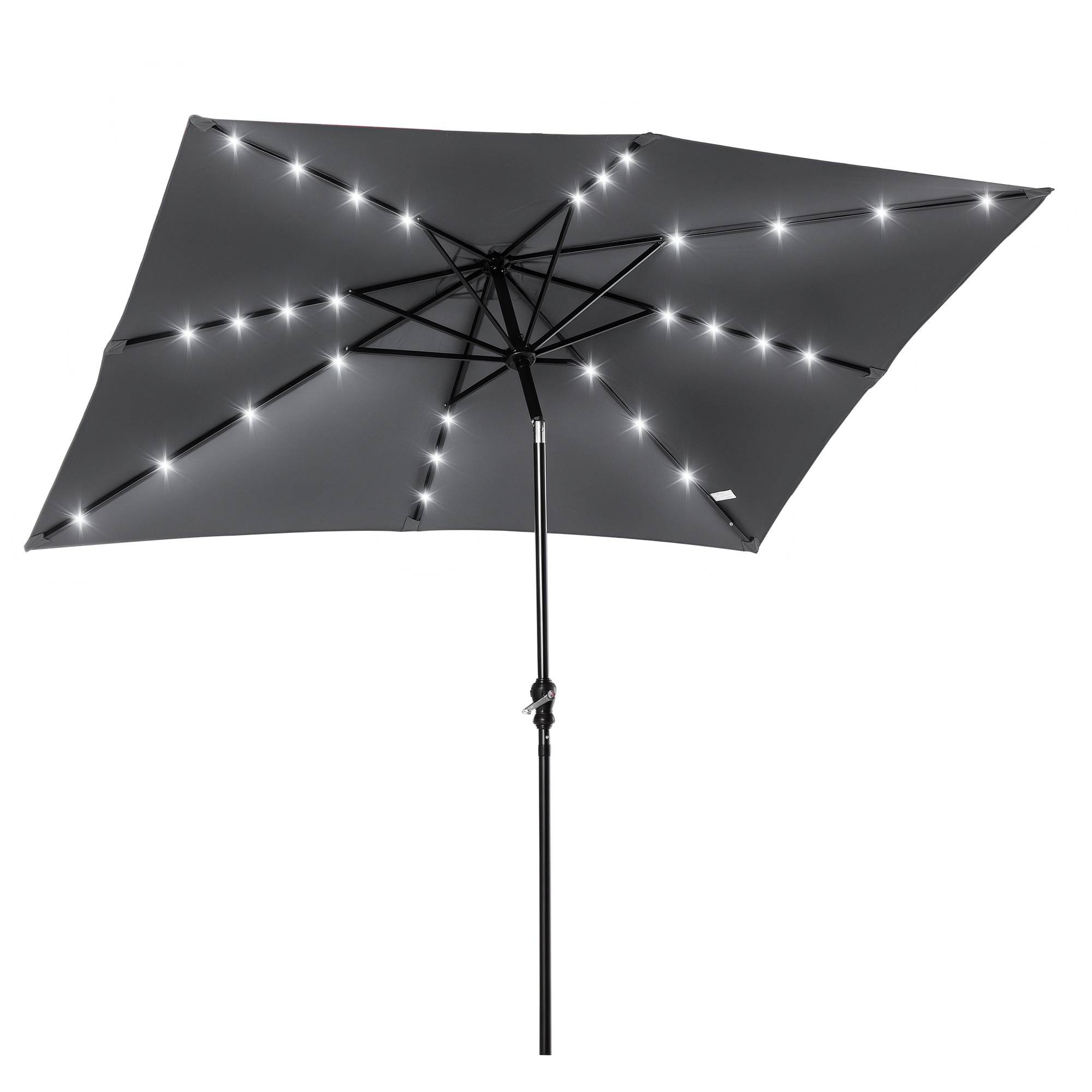Parasol droit inclinable LED solaire en acier et polyester gris 268 x ...