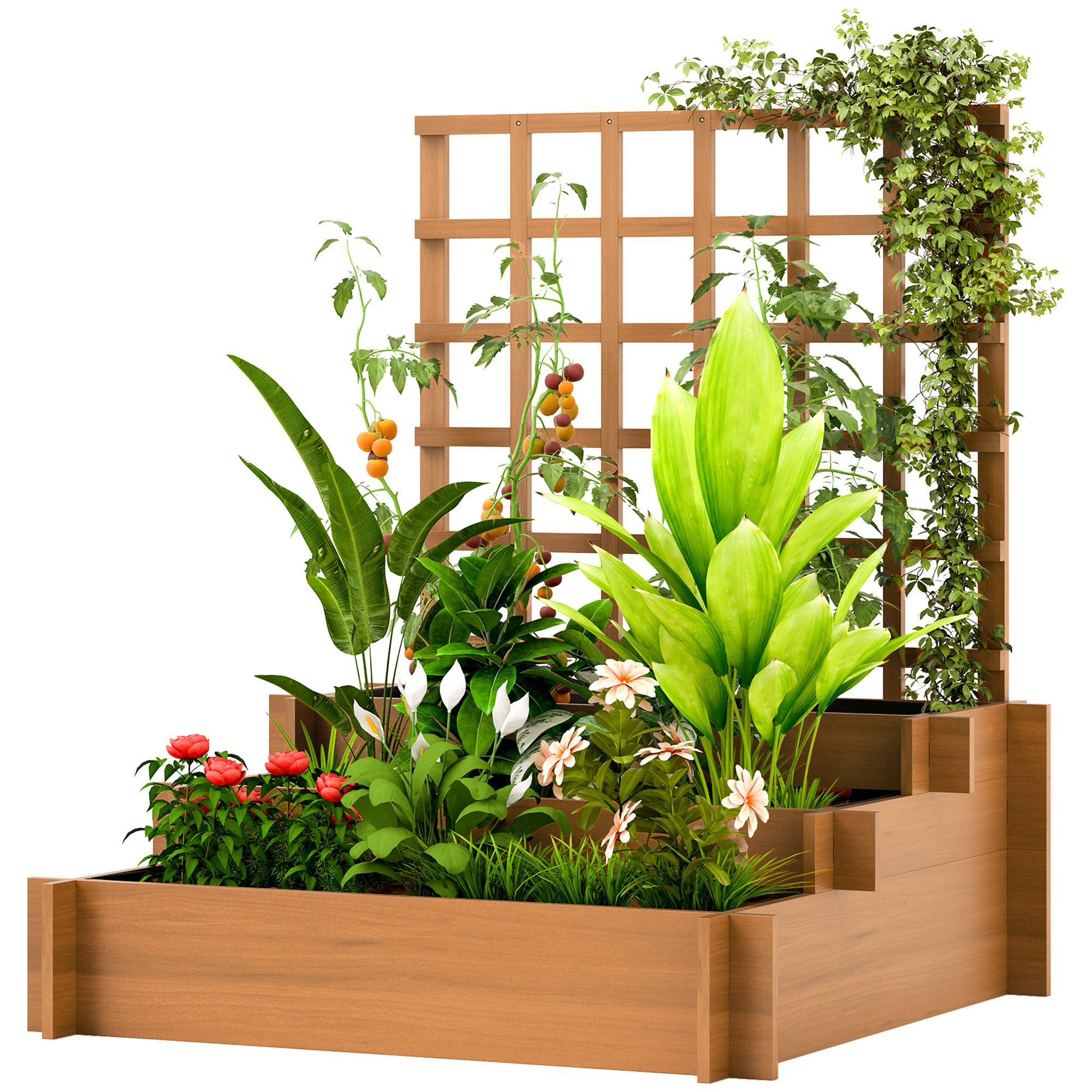 Carré potager avec treillis bois marron 95 x 95 x 110 cm - PANGIVO ...