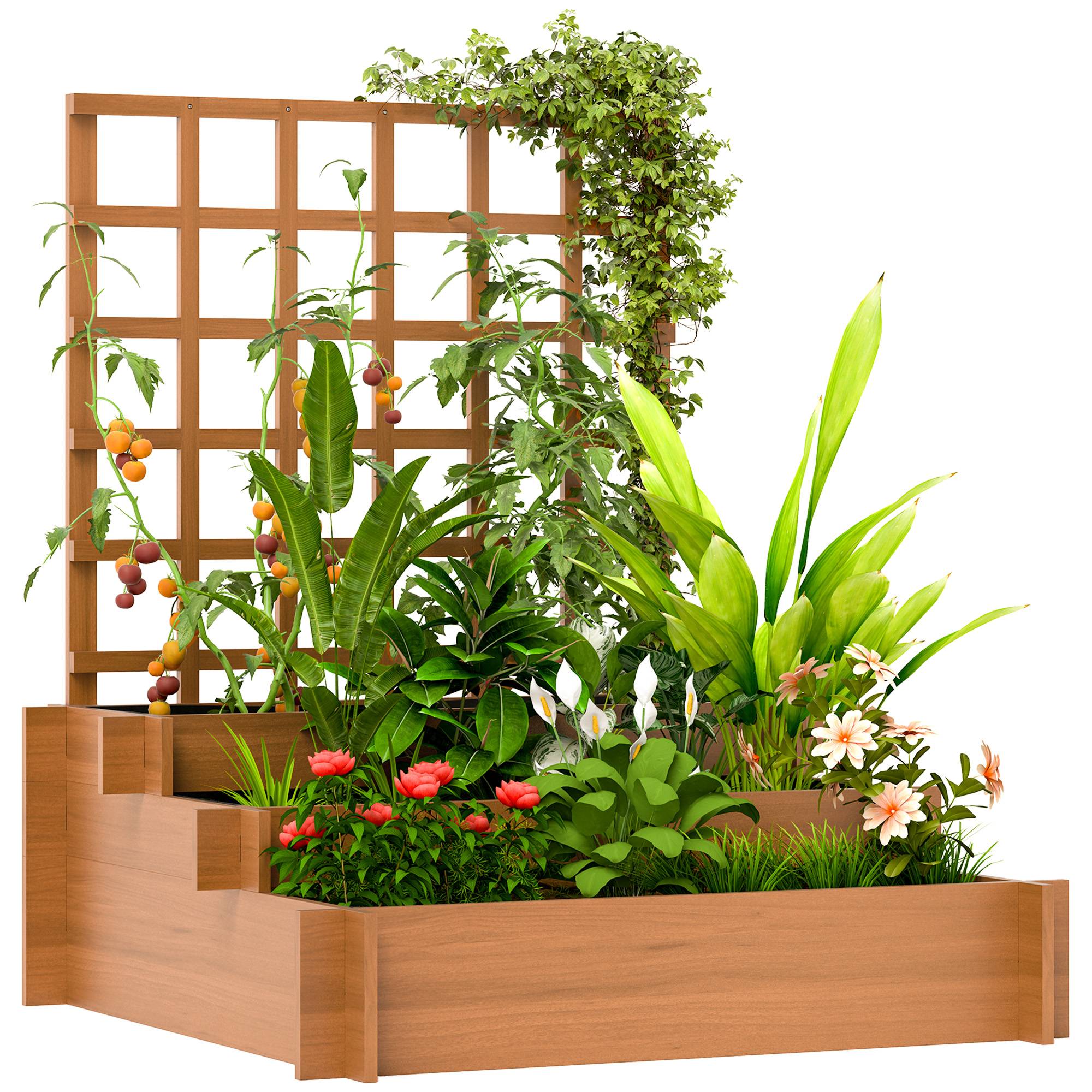 Carré potager avec treillis bois marron 95 x 95 x 110 cm - PANGIVO ...