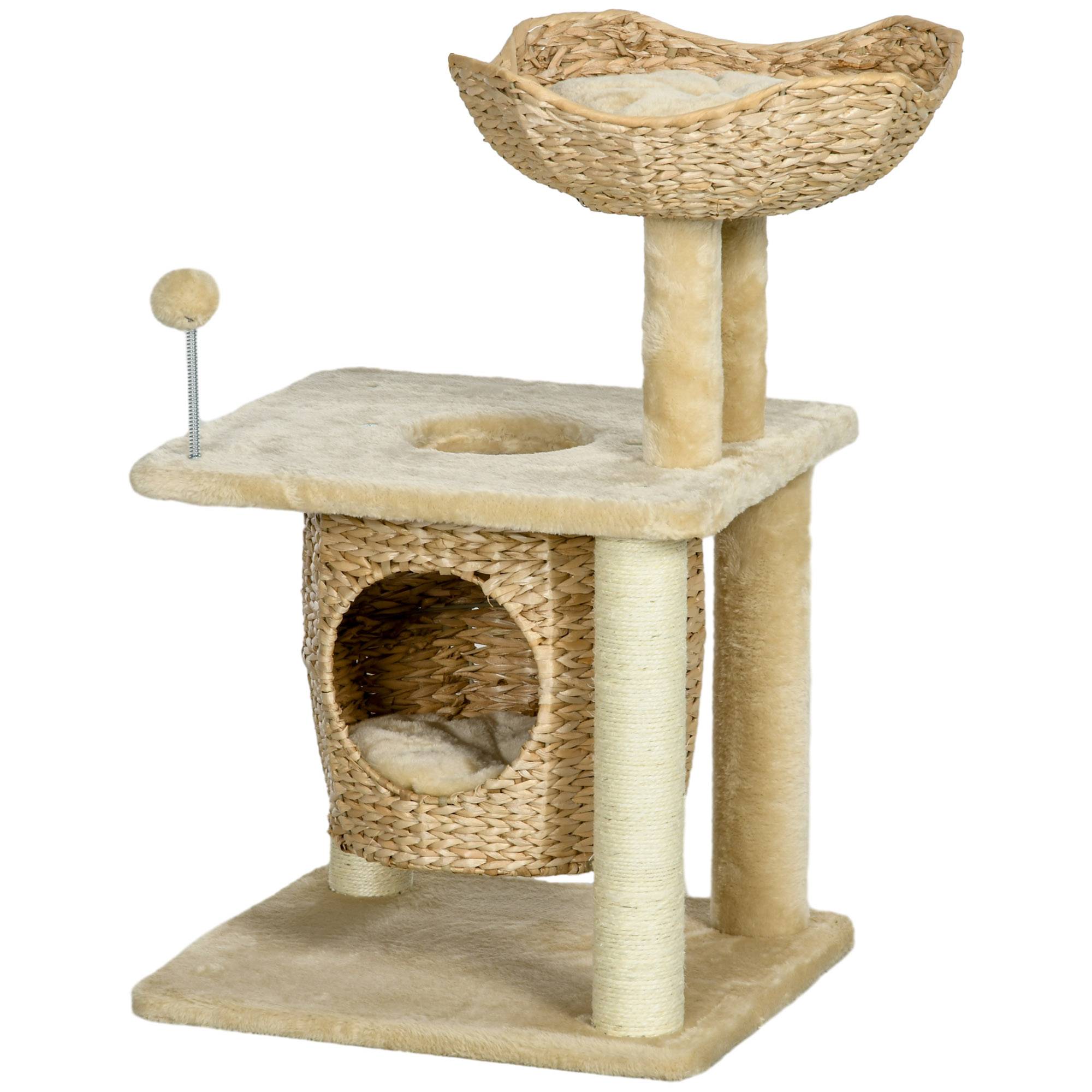 Arbre à chat jacinthe d'eau et peluche beige 45 x 40 x 74 cm - PANGIVO ...