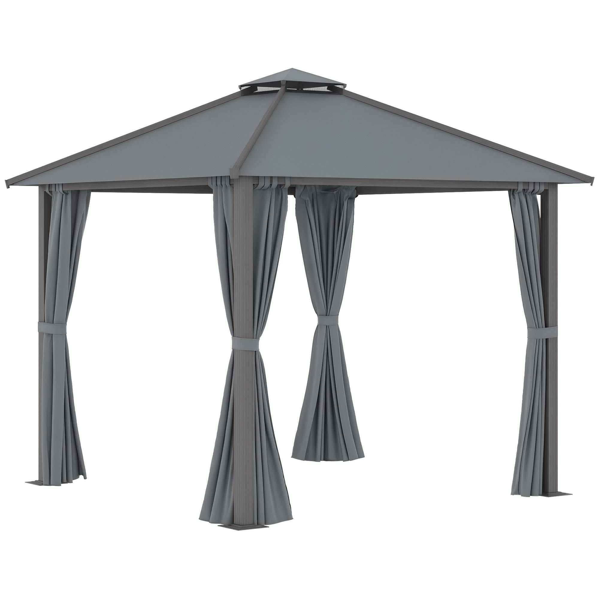 Tonnelle aluminium gris 296 x 296 x 280 cm - PANGIVO - Jardiland