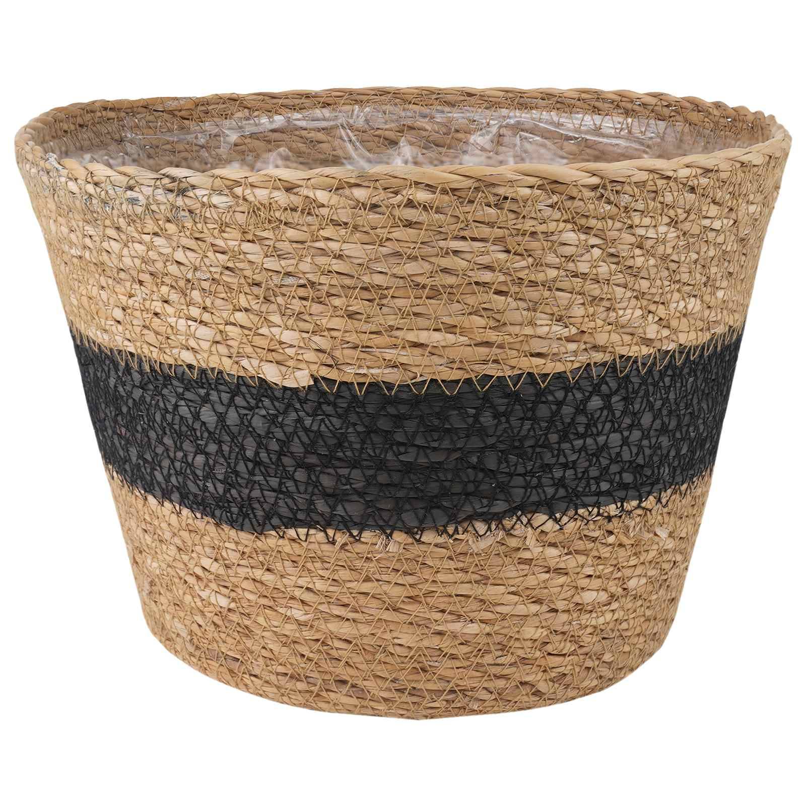 Paniers à plantes herbe de mer naturel et noir 26 x 26 x 19 cm, Poids:0 ...