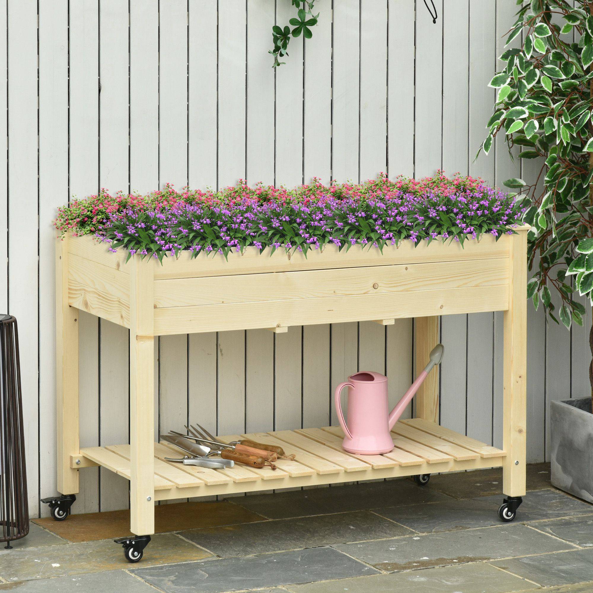 Jardinière sur pieds bois de sapin naturel 299.72 x 139.7 x 210.82 cm ...