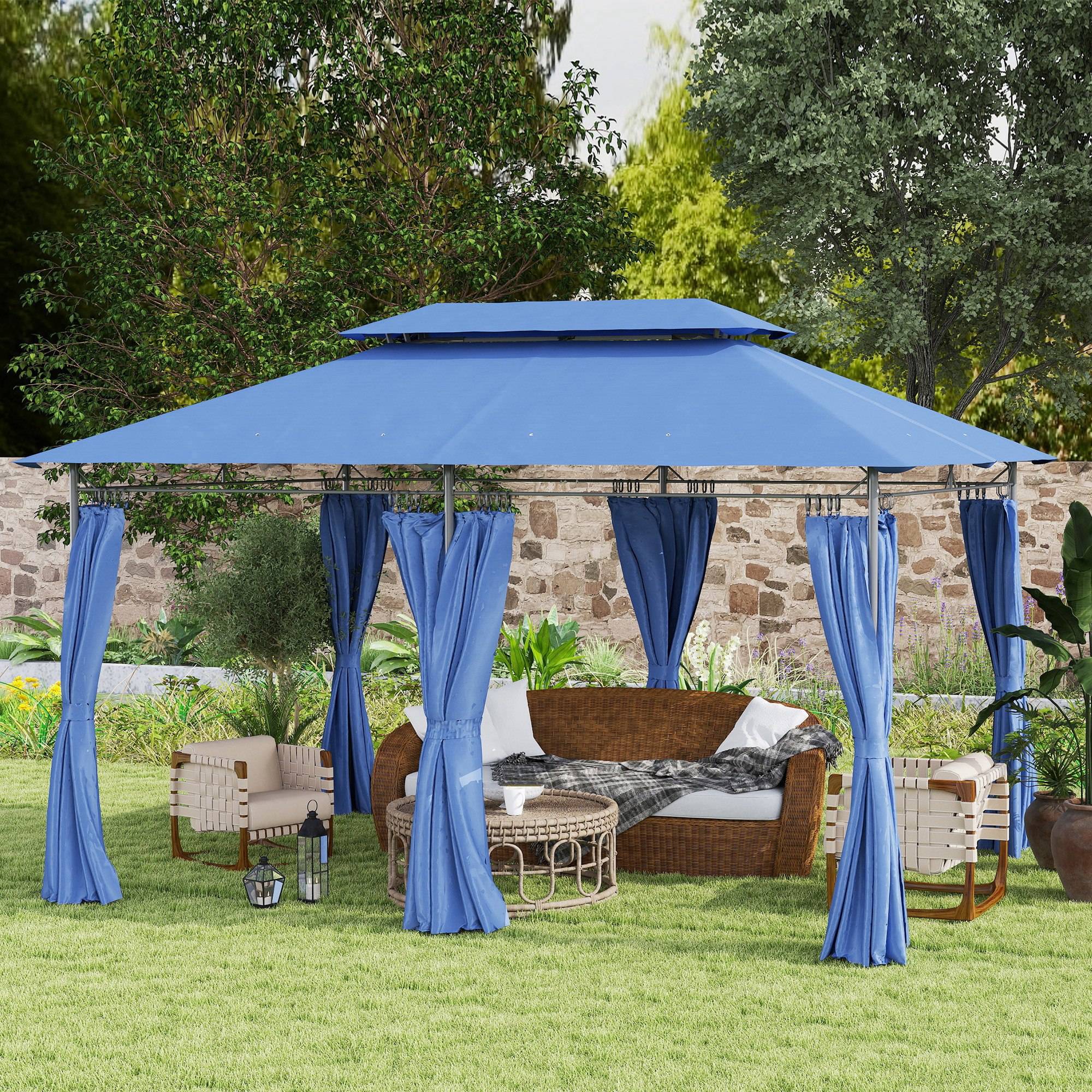 Tonnelle métal bleu foncé 397 x 297 x 173 cm - PANGIVO - Jardiland