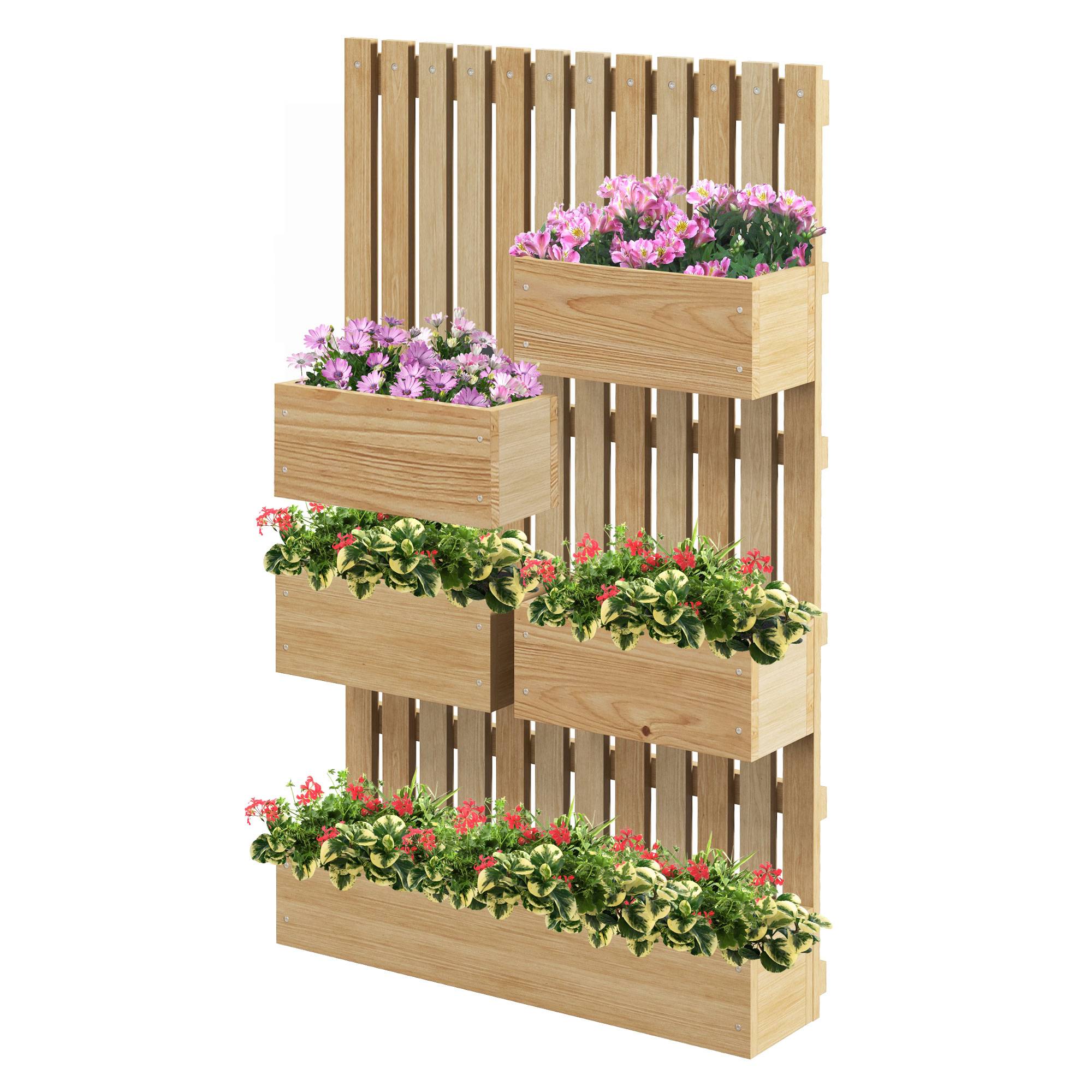 Jardinière murale bois naturel 60 x 16 x 100 cm - PANGIVO - Jardiland