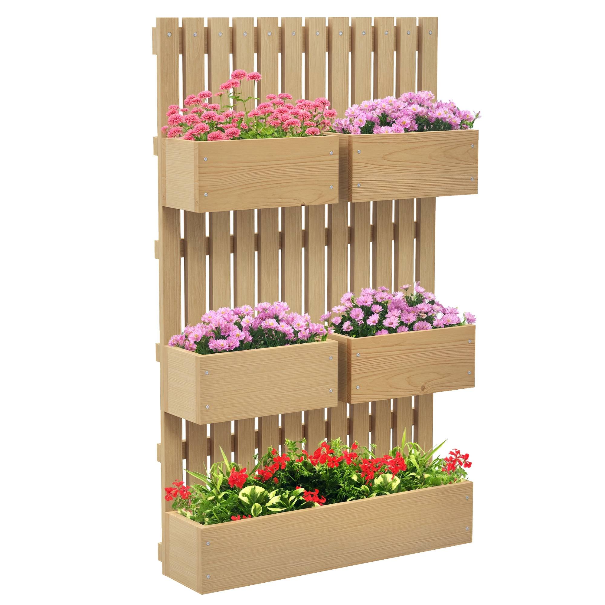 Jardinière murale bois naturel 60 x 16 x 100 cm - PANGIVO - Jardiland