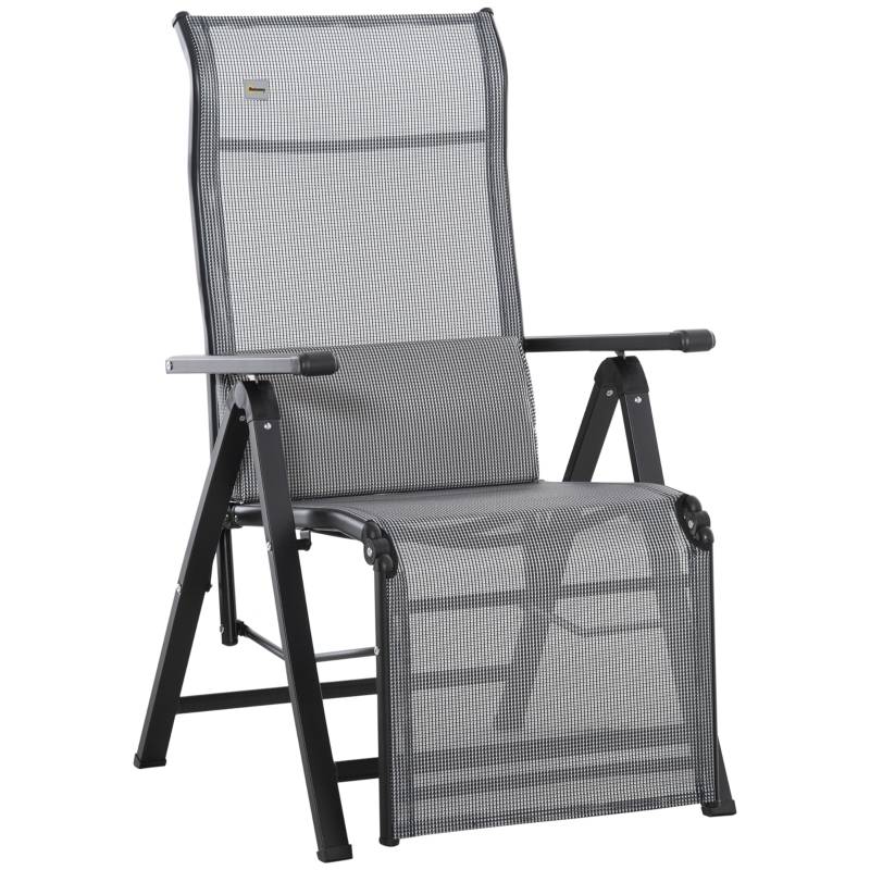 Transat Jardin Pliable Acier Gris Fauteuil Relax Réglable 9 Positions ...