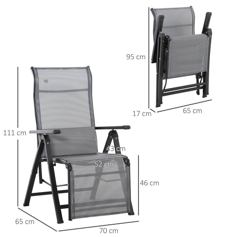 Transat Jardin Pliable Acier Gris Fauteuil Relax Réglable 9 Positions ...