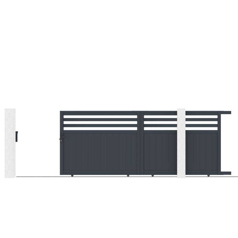 Portail coulissant aluminium anthracite 400x158 cm motorisable X-Metal ...