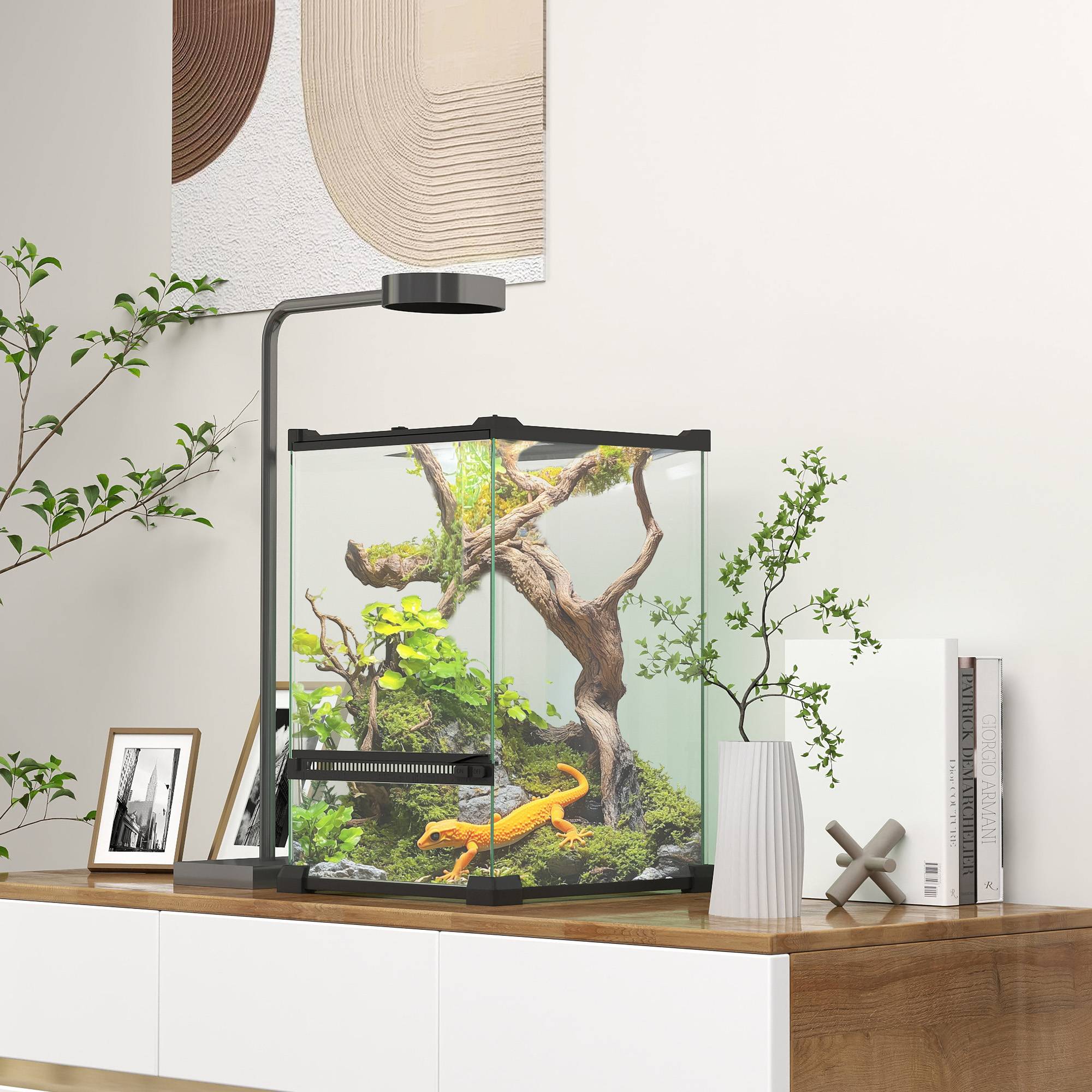 Terrarium vivarium verre trempé reptiles amphibiens anti-évasion aéré ...