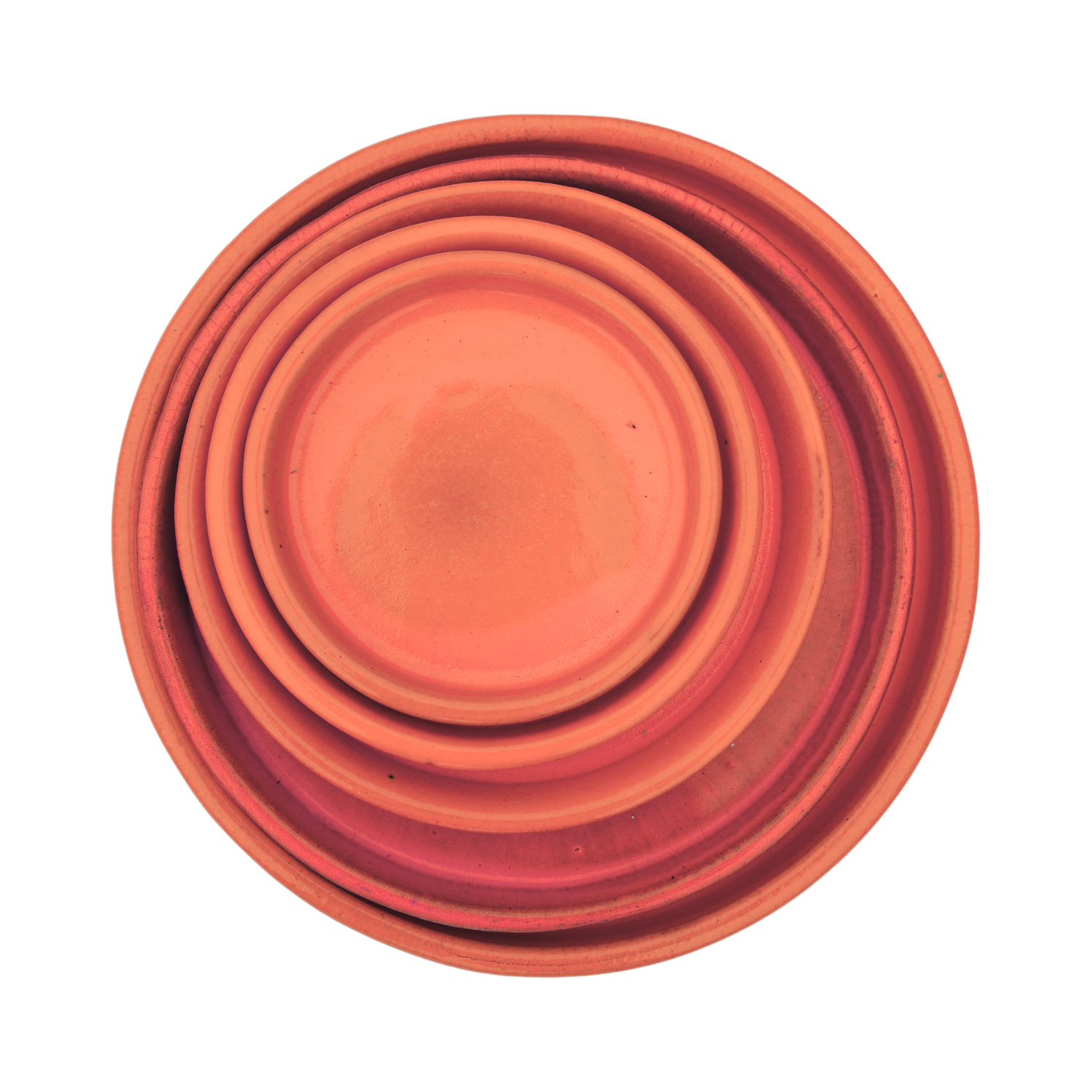 Soucoupe 28cm rouge tropical faite à la main en terre cuite émaillée ...