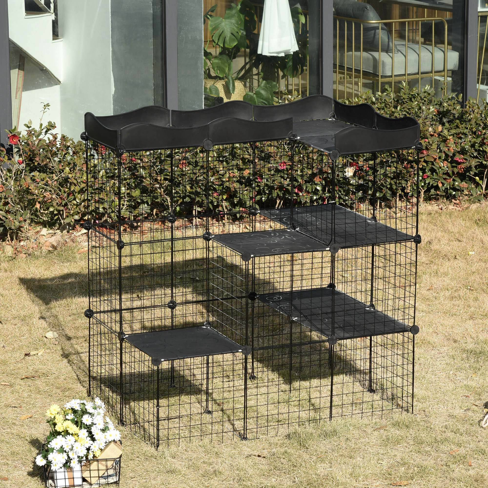 Enclos modulaire pour petits animaux à plusieurs niveaux, avec portes ...