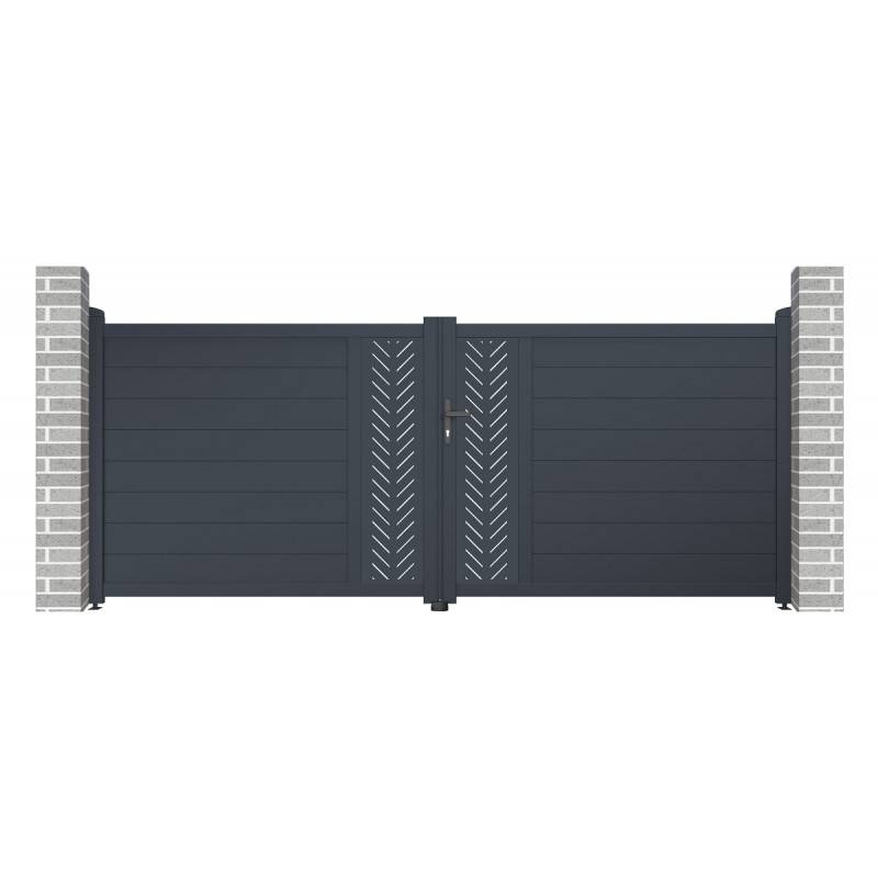 Portail battant aluminium 350x142 cm anthracite avec accessoires Fancy ...