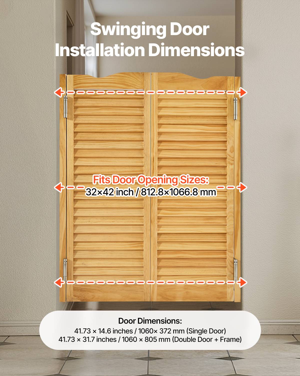VEVOR Porte battante double 805x28x1060mm, pin, charnières, couleur ...