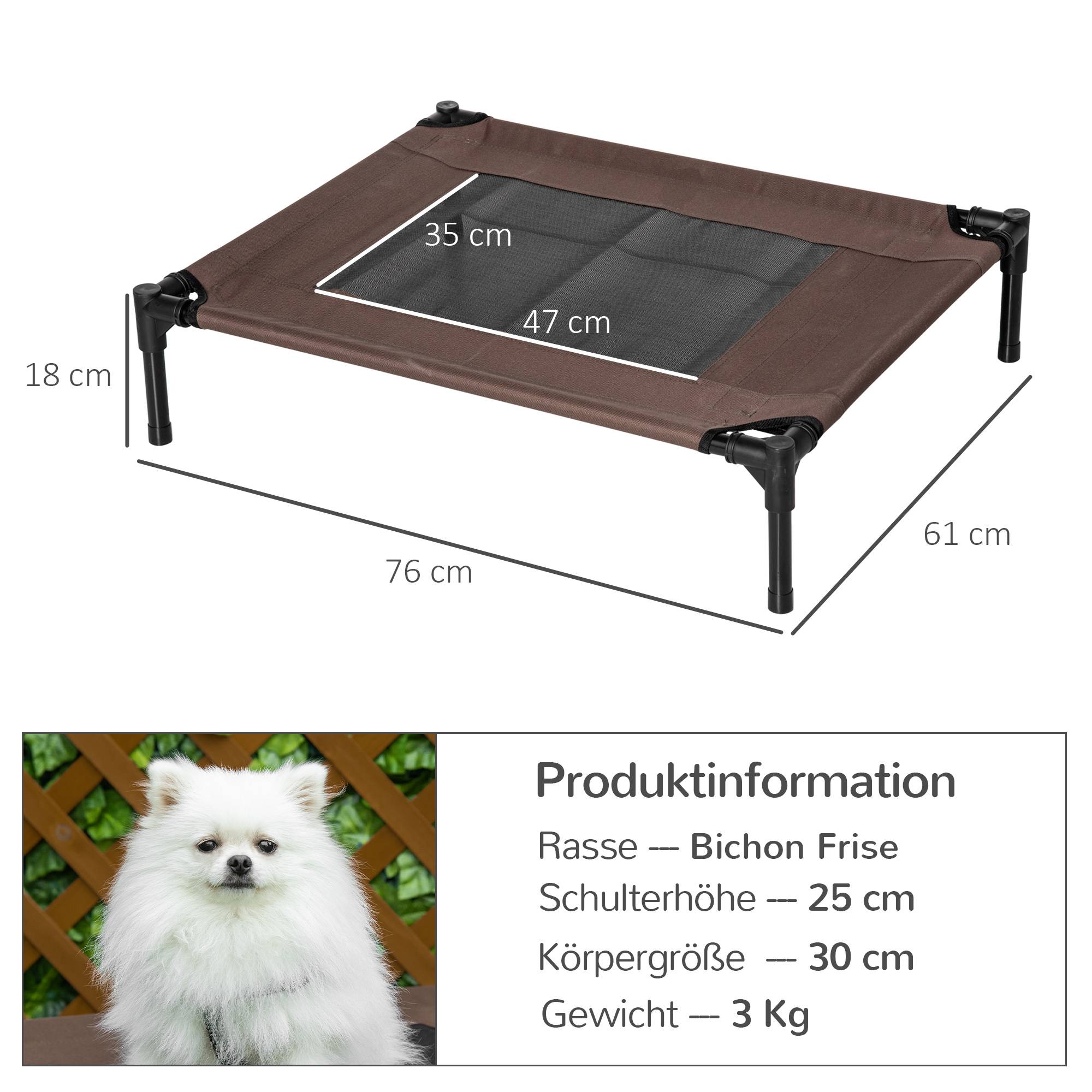 Lit pour chien surélevé acier marron 76 x 61 x 18 cm - PANGIVO - Jardiland