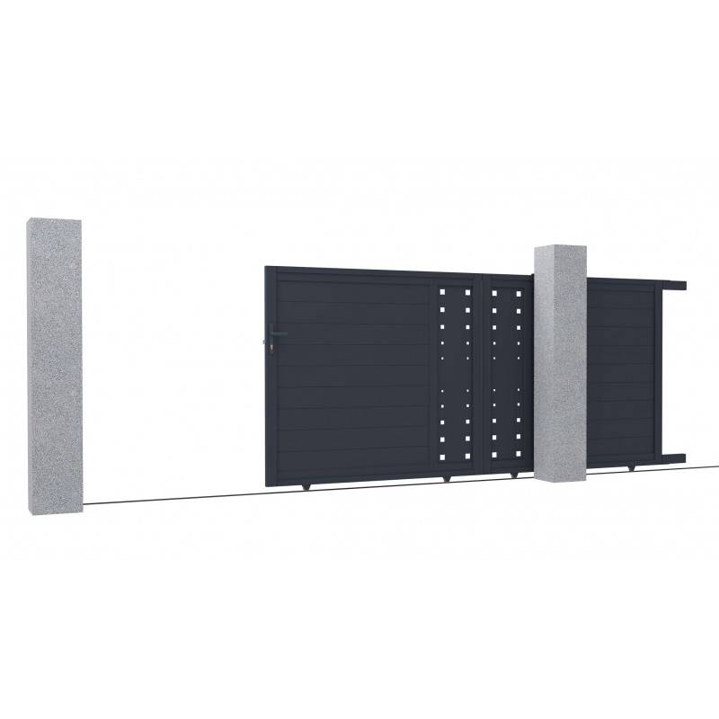 Portail coulissant aluminium anthracite 392x173 cm avec accessoires X ...