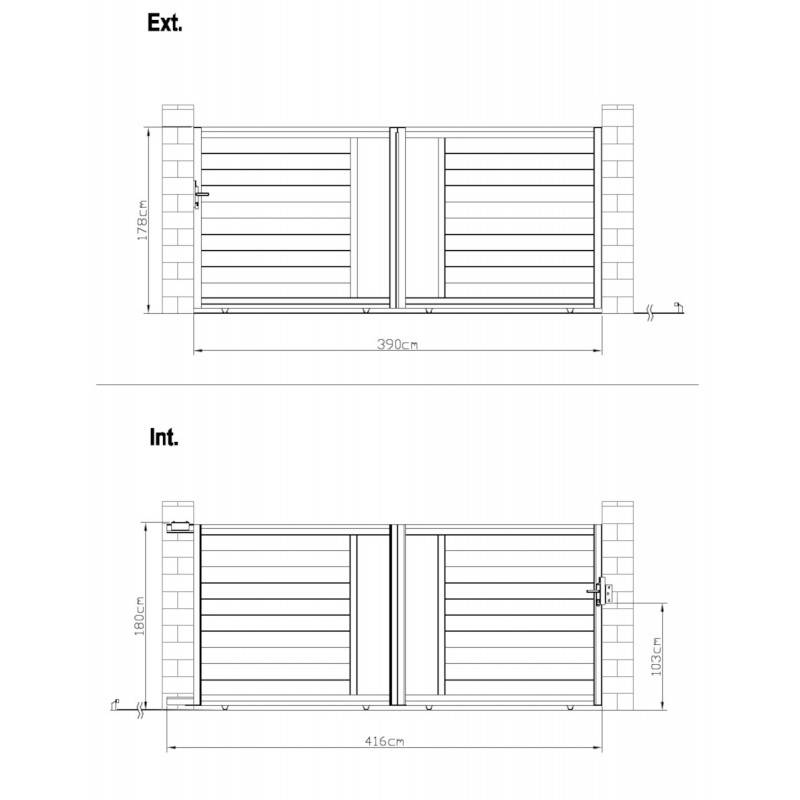 Portail coulissant aluminium anthracite 392x173 cm avec accessoires X ...