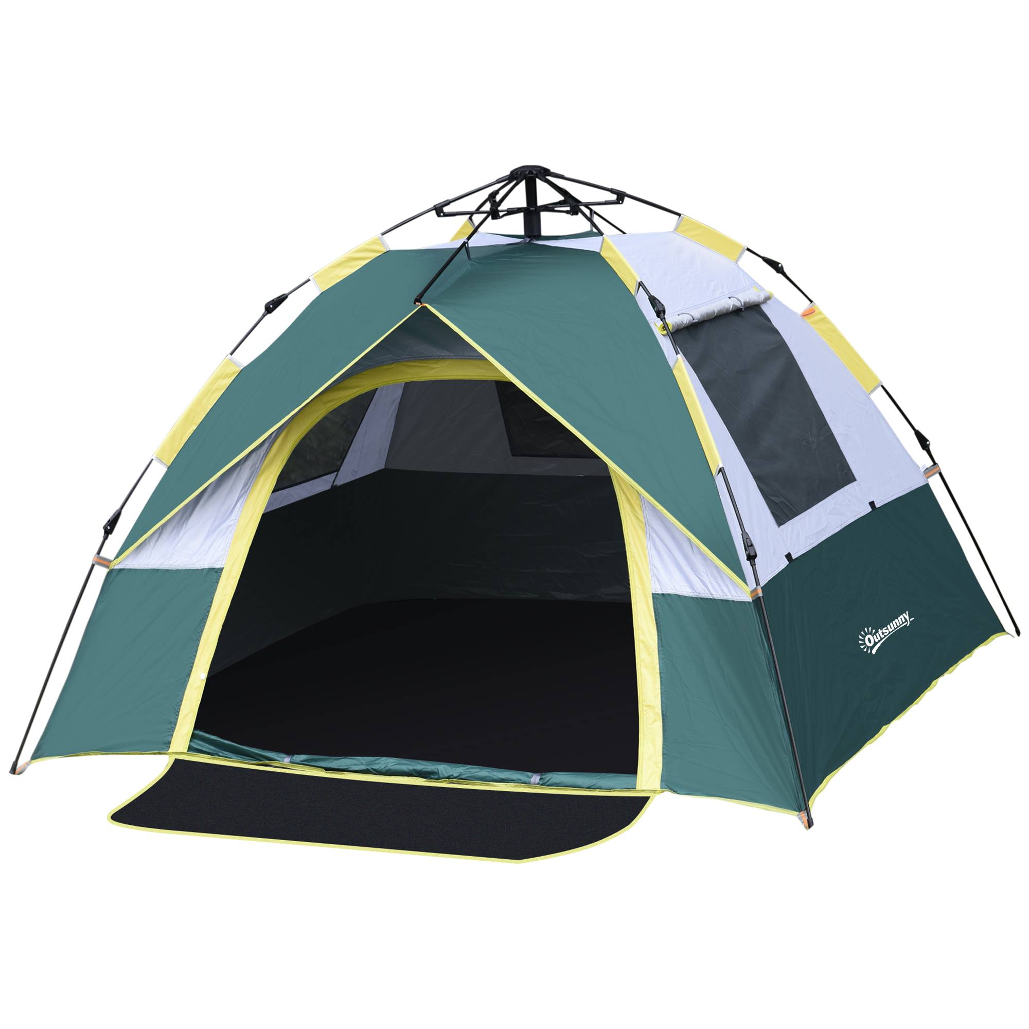 Tente de camping pop up polyester jaune gris vert 205 x 195 x 135 cm ...