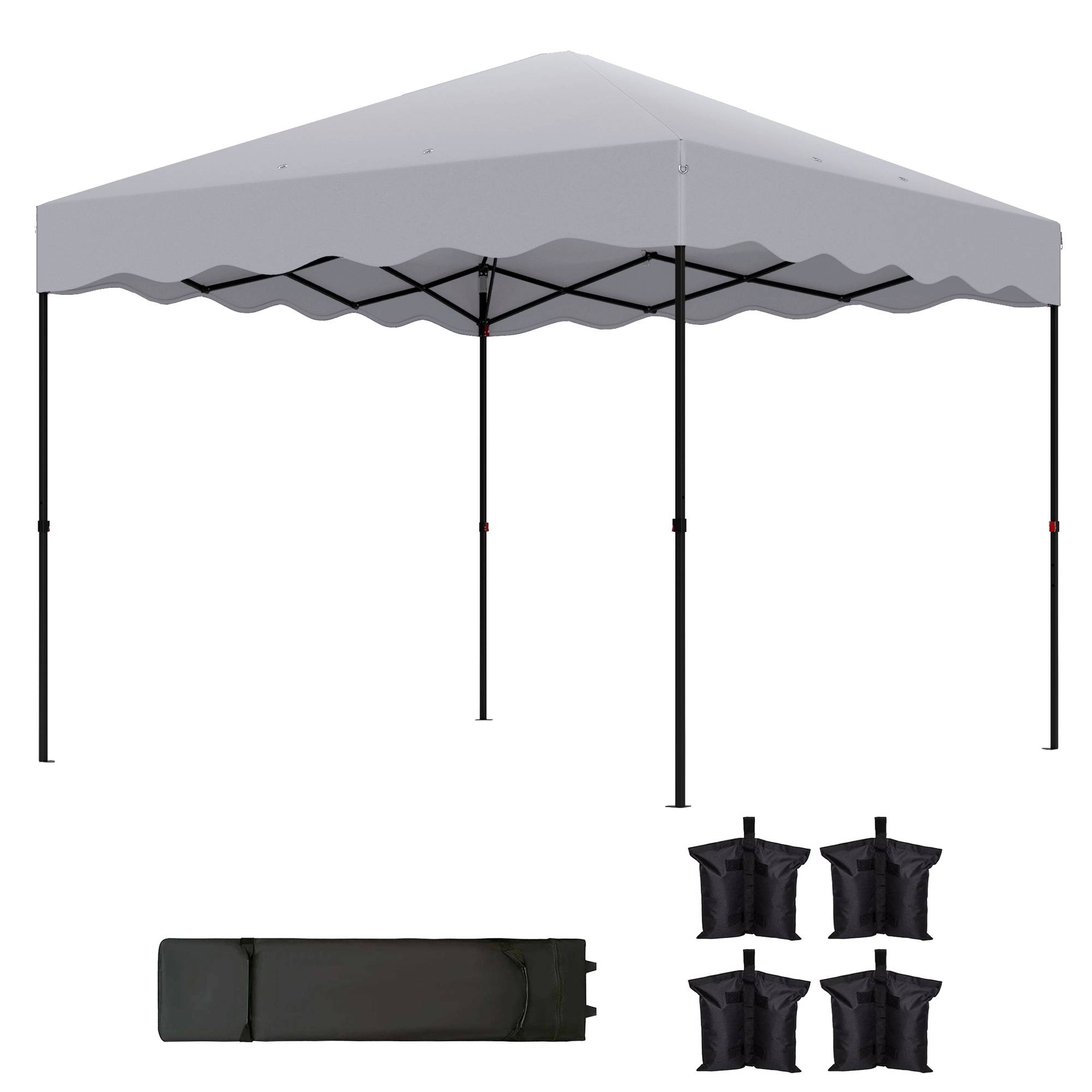 Tonnelle pliante métal et tissu gris clair 297 x 297 x 287 cm - PANGIVO ...