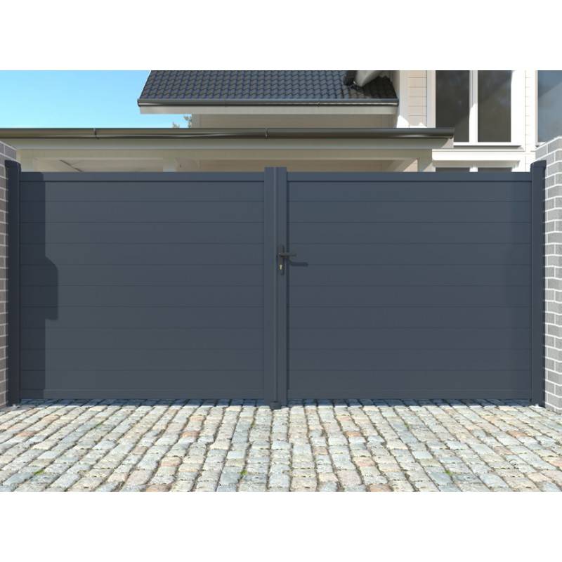 Portail battant aluminium 392x142 cm anthracite Garde X-Metal - Jardiland