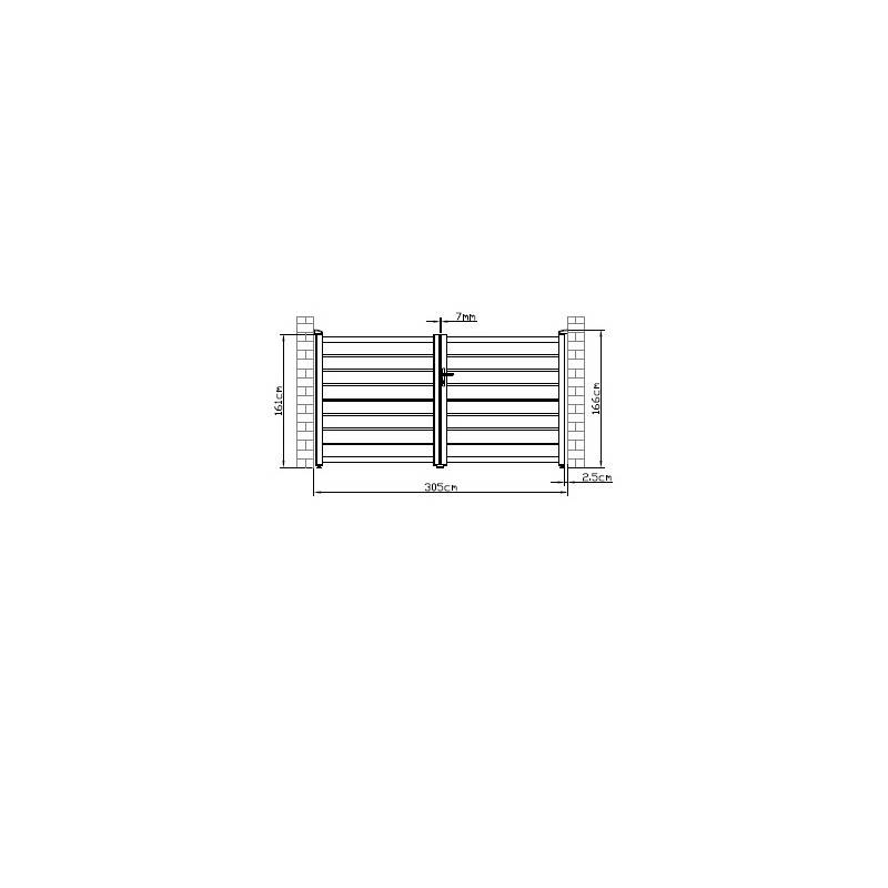 Portail battant aluminium ajouré 300x158 cm anthracite avec serrure X ...