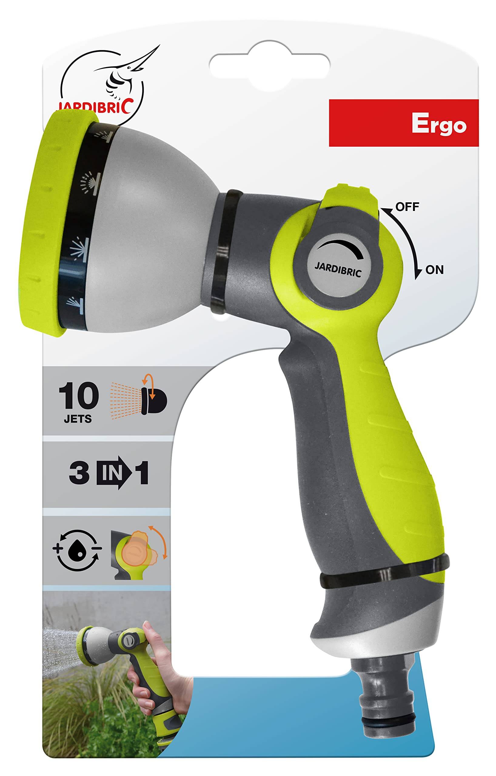 Jardibric - Pistolet d’Arrosage 10 Jets - Gâchette Ergonomique 3 en 1 ...