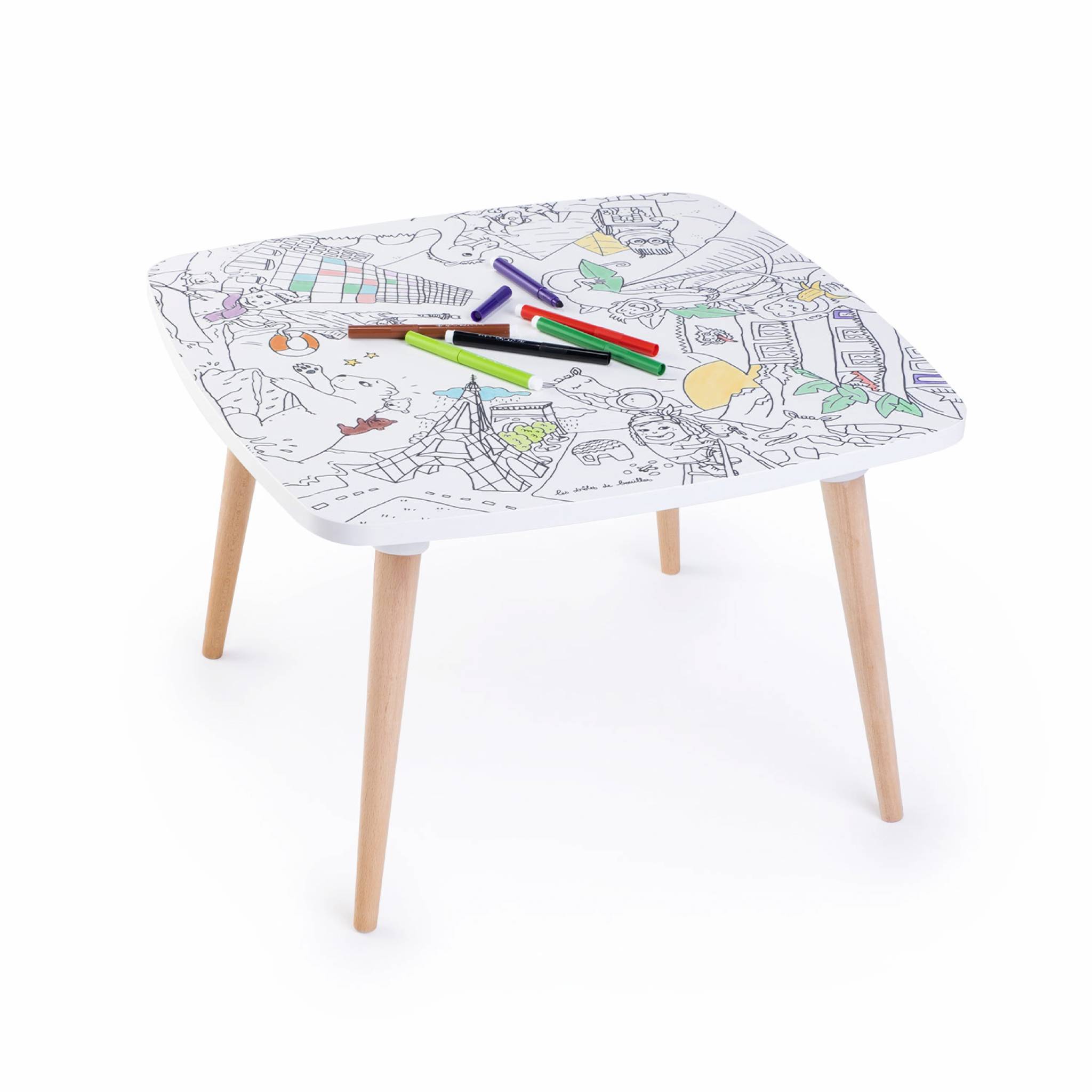 Table enfant à colorier Le voyage formidable – Coloritable Les drôles ...